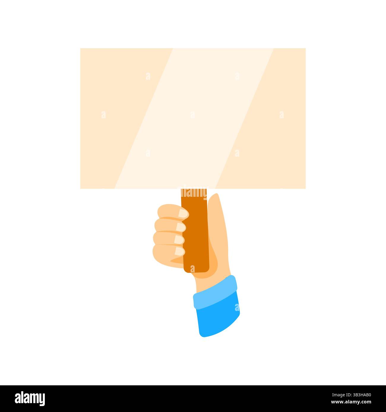 Hand holding blank protest sign with wooden handle Stock Vector Image ...