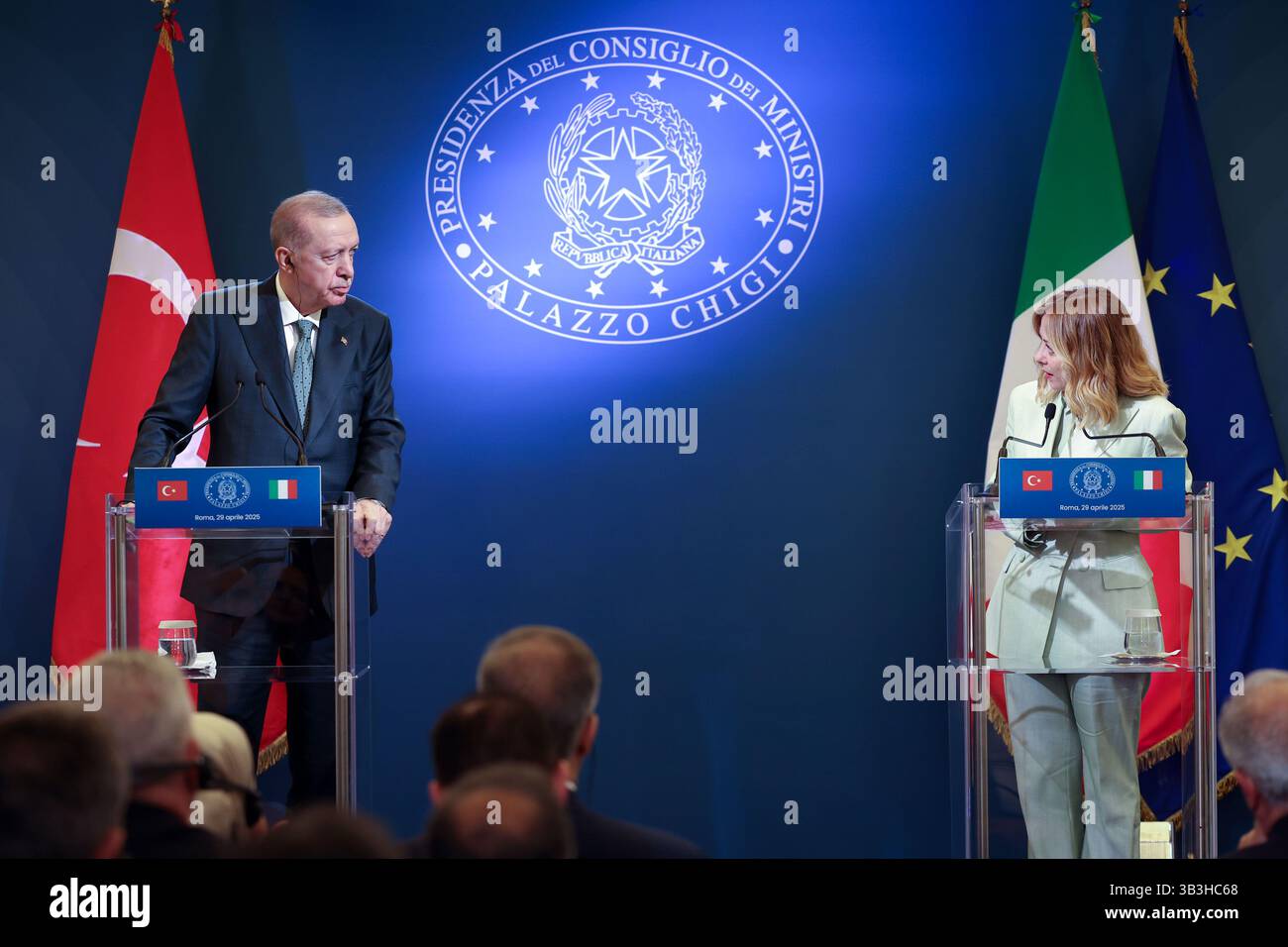 Rome, Italy 29.4.2025: Italian Premier Giorgia Meloni receives Turkish ...