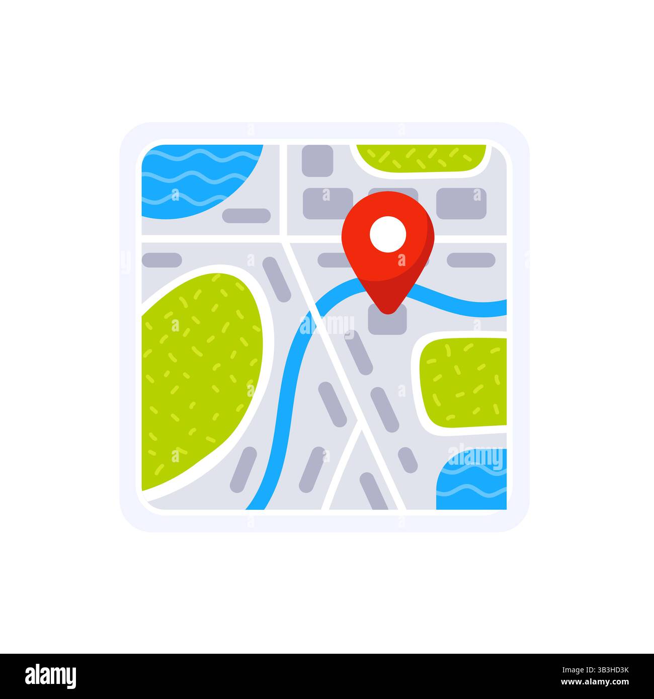 Red Location Pin Marking Destination on City Map Navigation App Stock ...