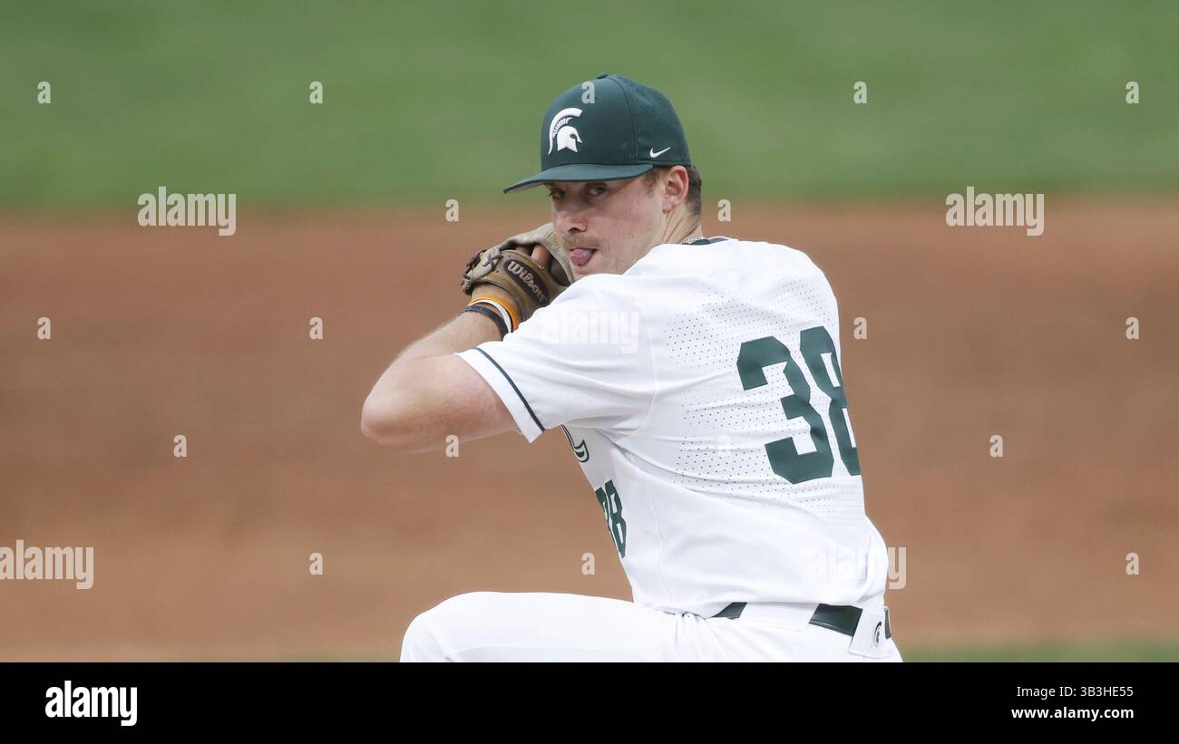 Michigan State's Tyler Horvath pitches during an NCAA baseball game on ...
