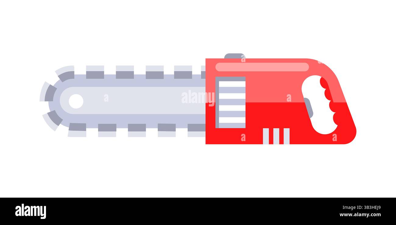 Red chainsaw with sharp chain is ready for cutting wood Stock Vector ...