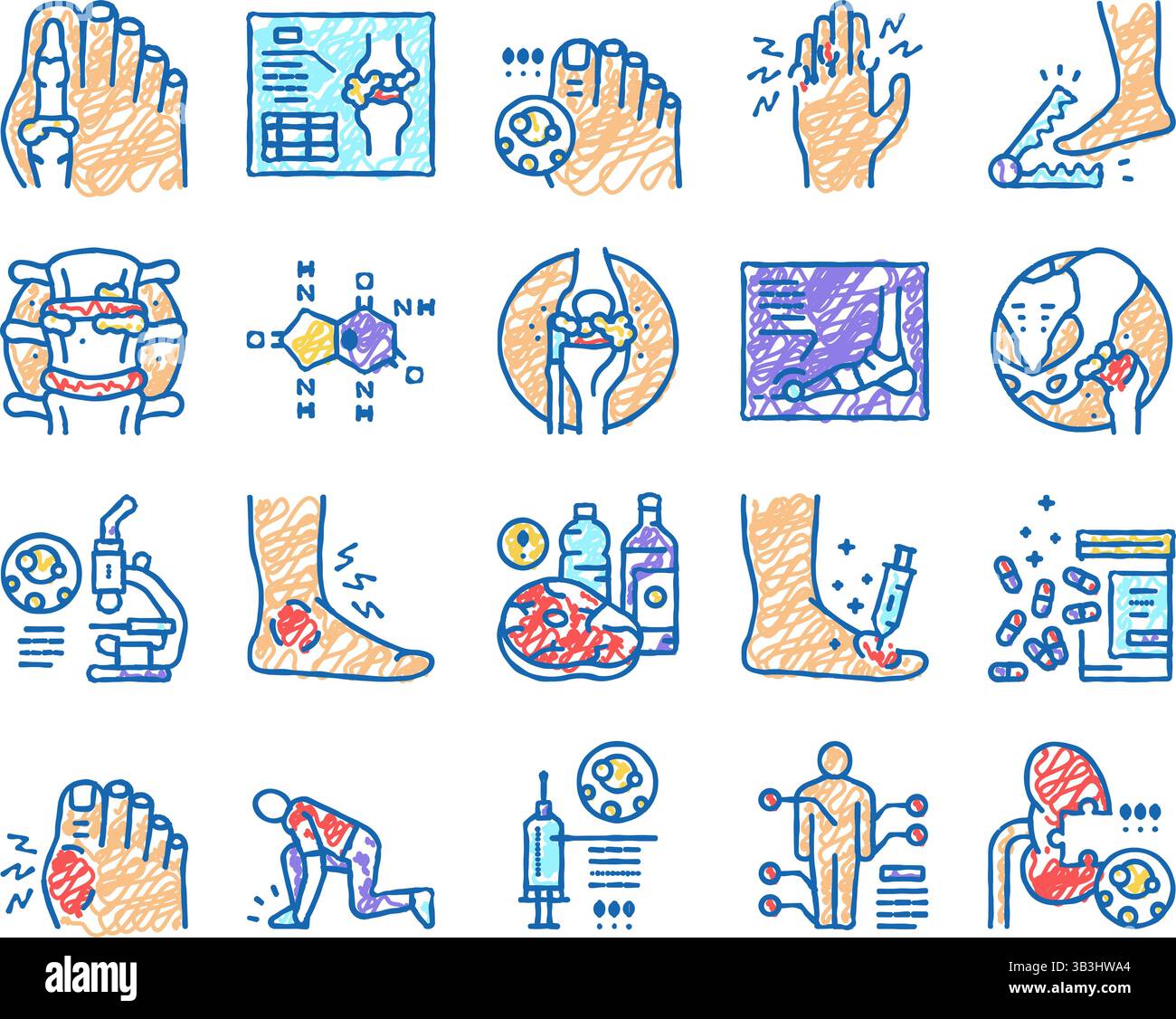 Gout Health Disease set Icons hand drawn Stock Vector Image & Art - Alamy