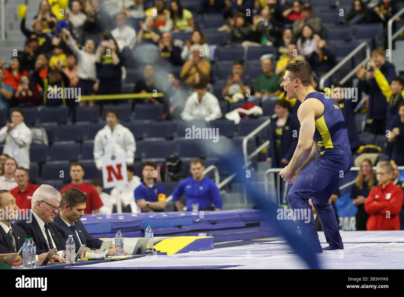 ANN ARBOR, MI - APRIL 19: Michigan gymnast Paul Juda celebrates after ...