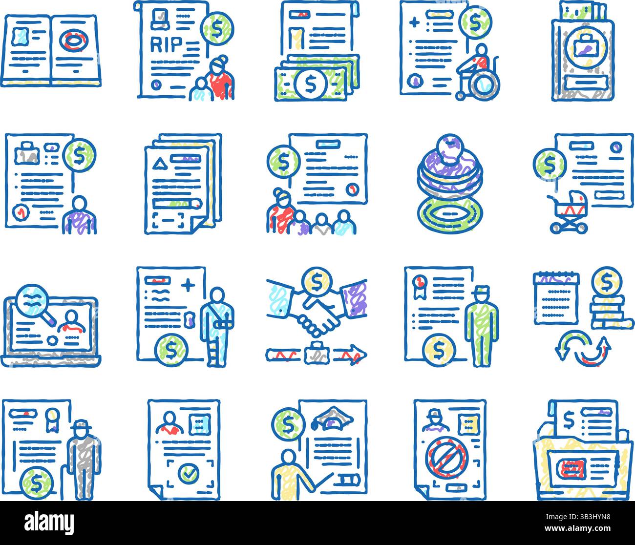 Allowance Finance Help set Icons hand drawn Stock Vector Image & Art ...