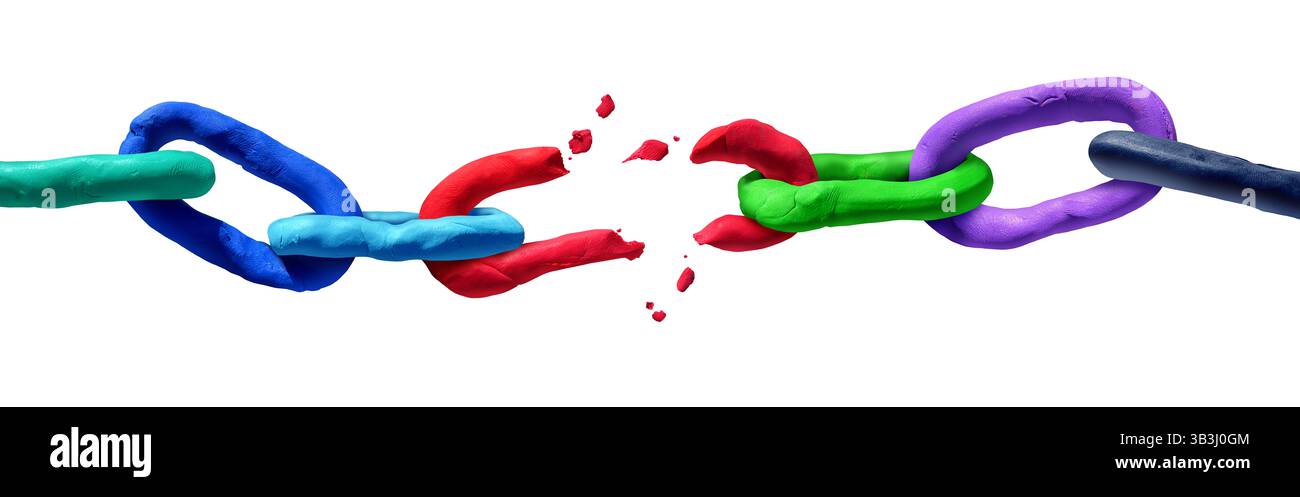 Broken Chain Concept as a symbol of shattered freedom or disconnected ...