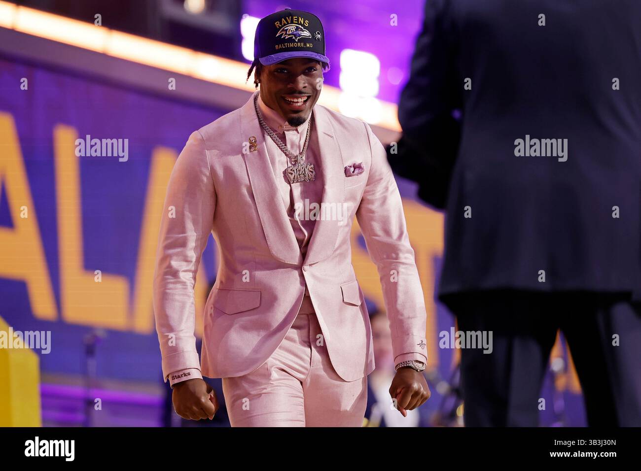 Georgia defensive back Malaki Starks reacts after being chosen by the ...