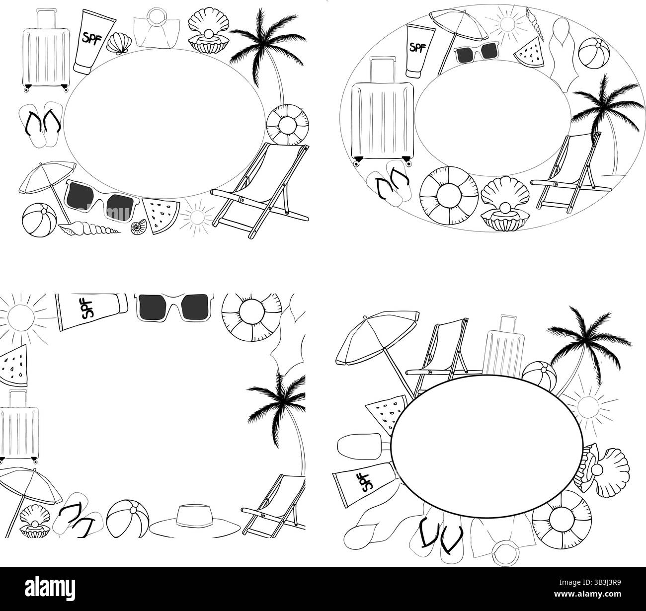 Set rectangle oval round Black and White Stock Photos & Images - Alamy