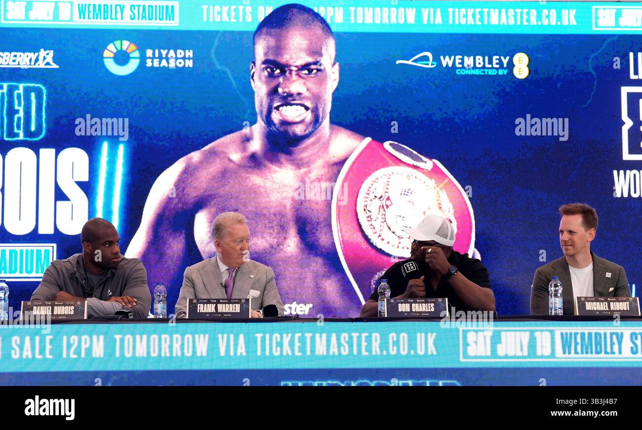 Daniel Dubois, Frank Warren, Don Charles and Michael Ridout (left to ...