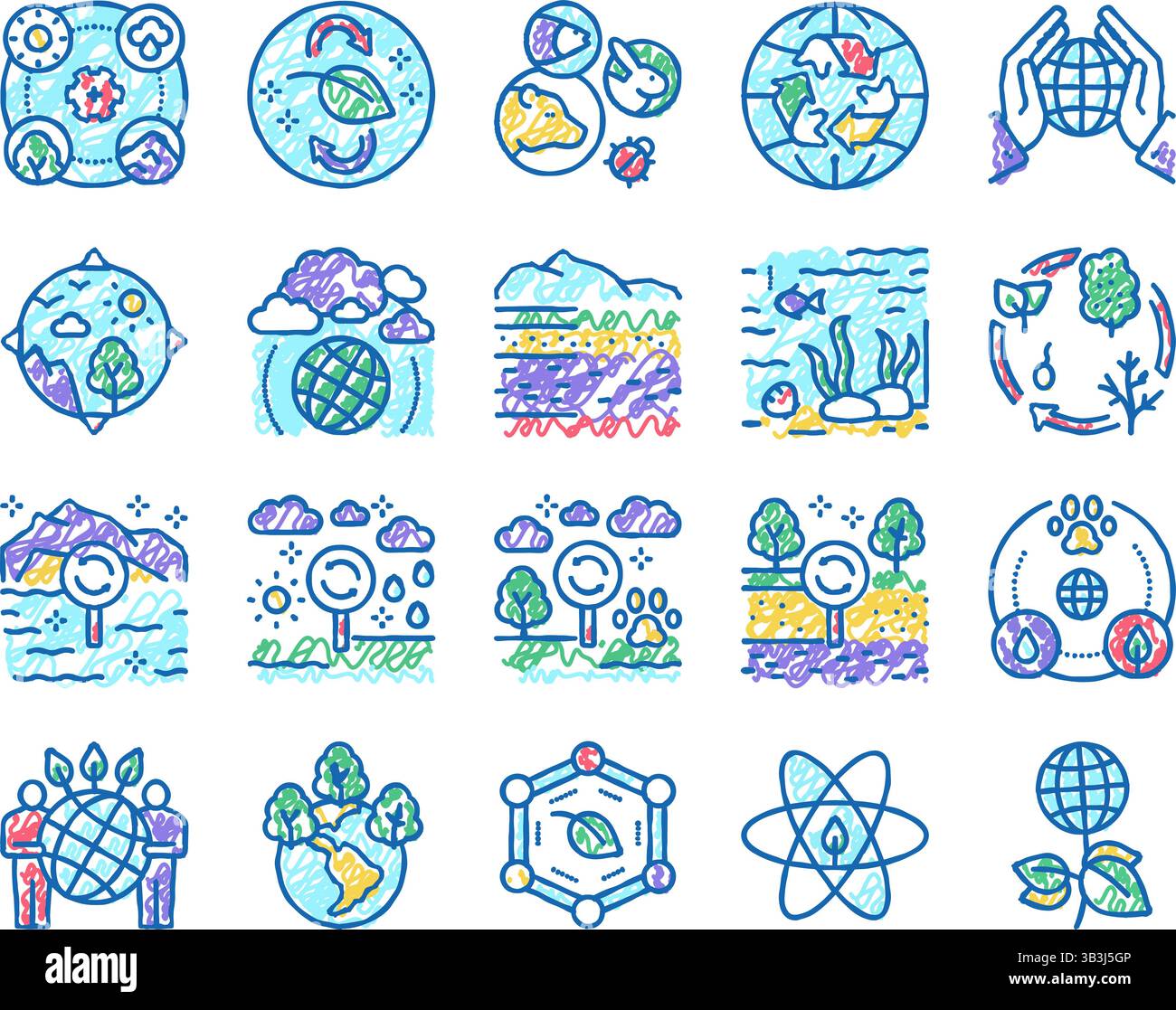 Ecosystem Environment set Icons hand drawn Stock Vector Image & Art - Alamy