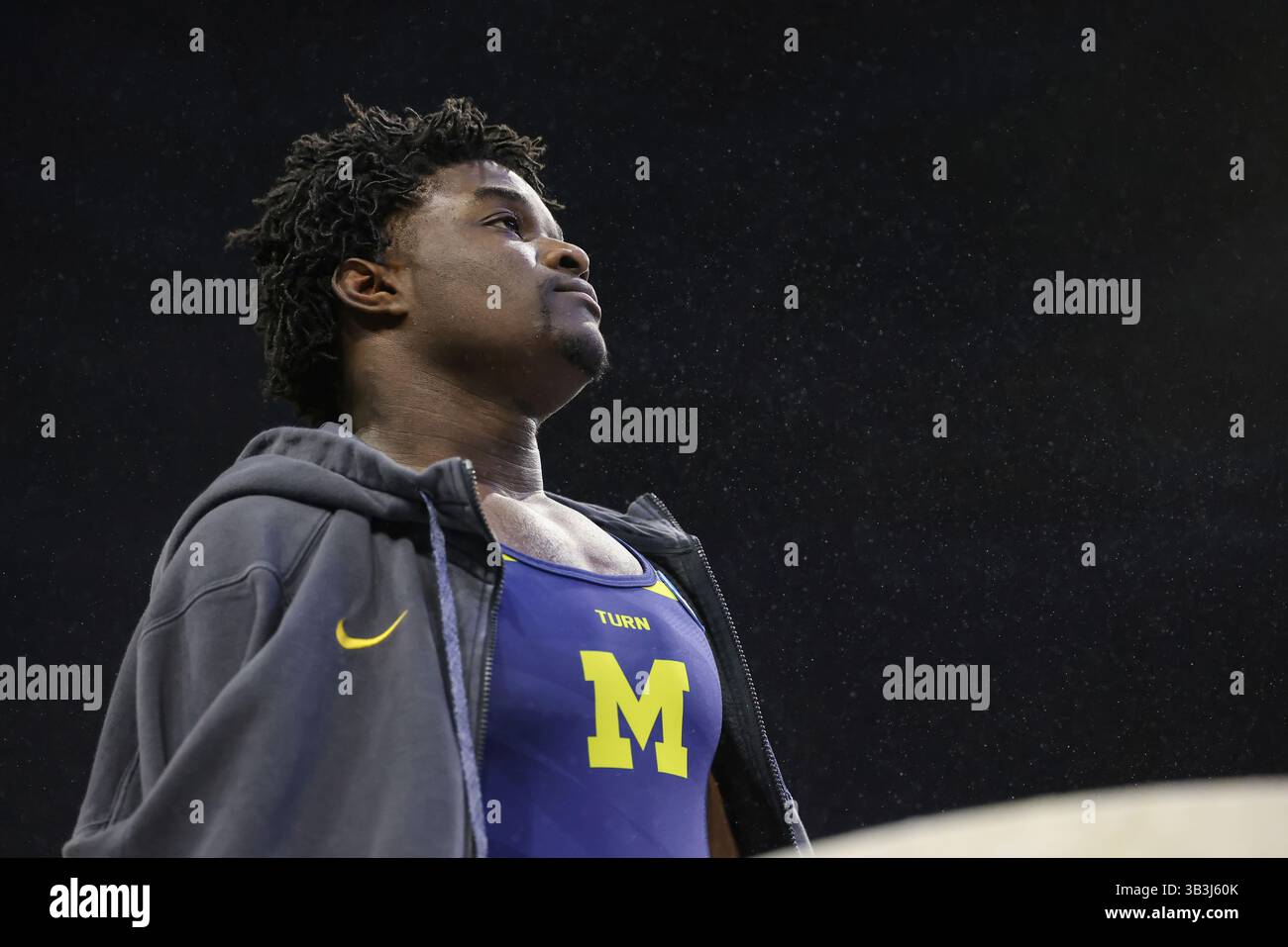 ANN ARBOR, MI - APRIL 19: Michigan gymnast Fred Richard looks on during ...