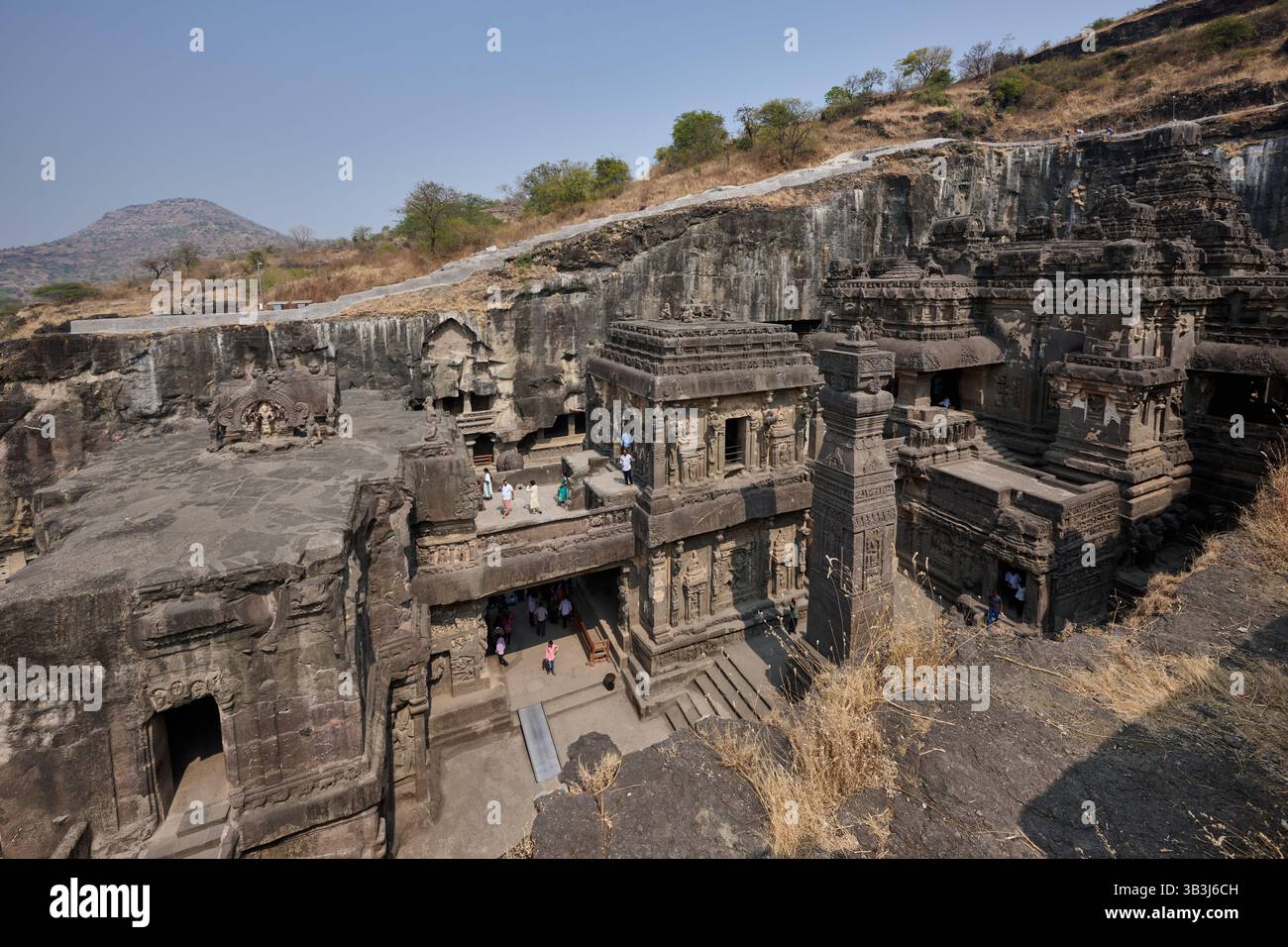 view from above on The Kailasha Temple, cave 16 of Ellora caves ...