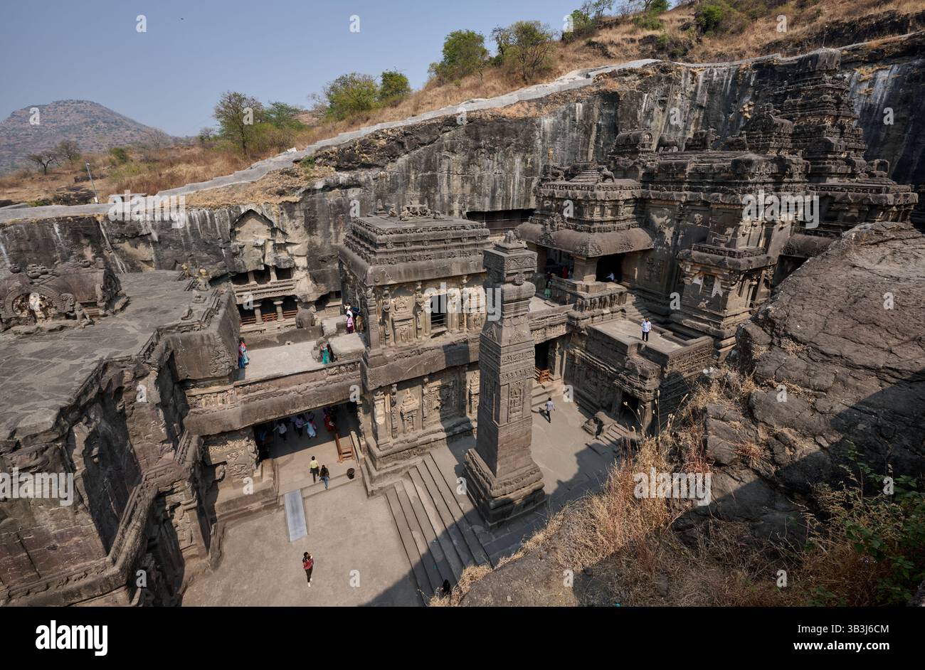view from above on The Kailasha Temple, cave 16 of Ellora caves ...