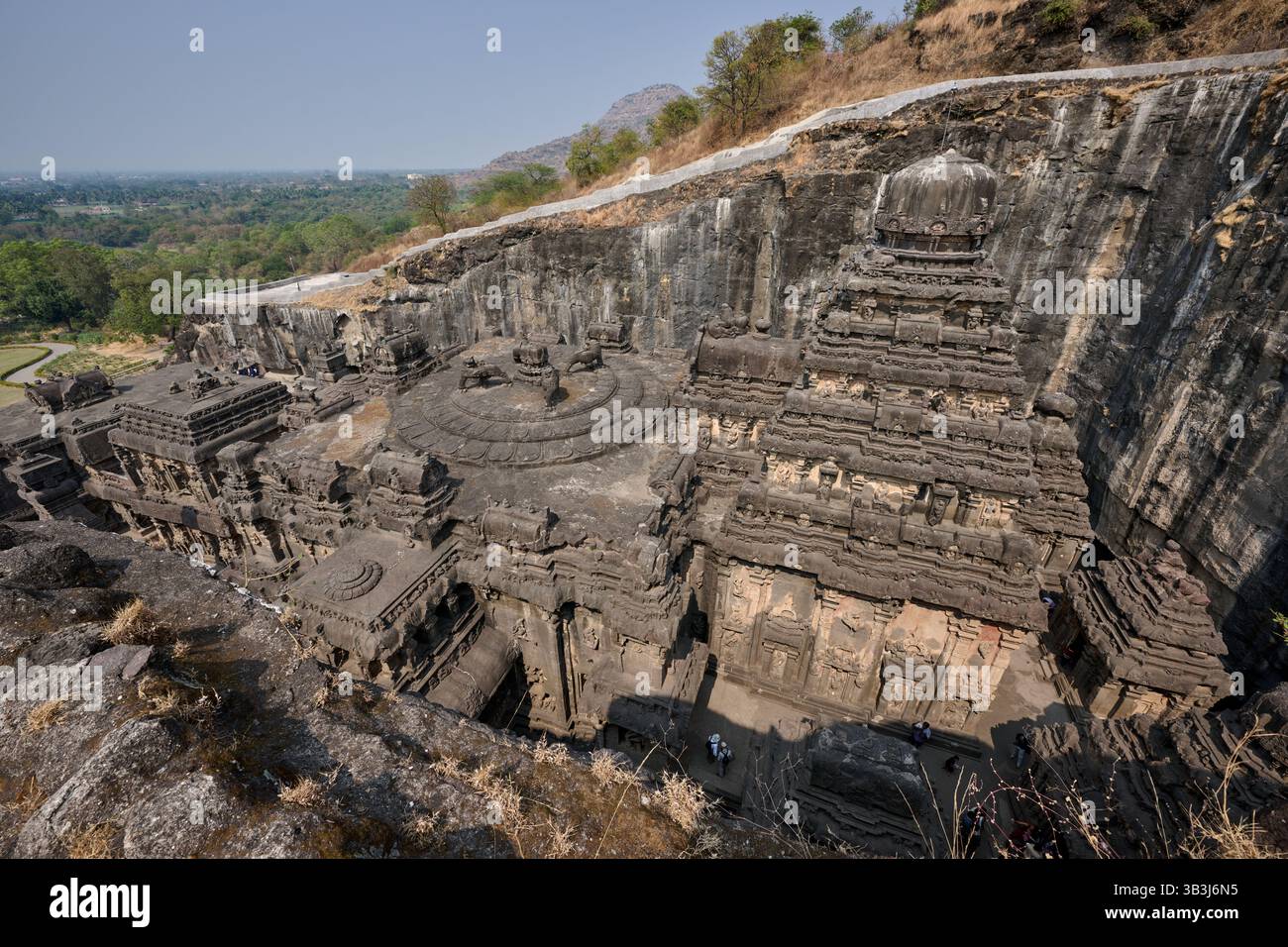 view from above on The Kailasha Temple, cave 16 of Ellora caves ...