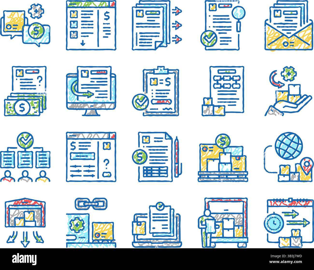 Procurement Process set Icons hand drawn Stock Vector Image & Art - Alamy