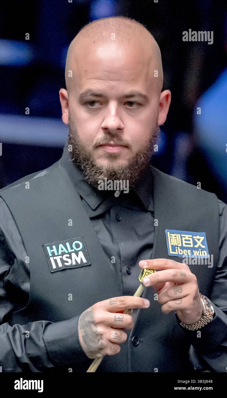 Luca Brecel during of his match against Judd Trump, on day eleven of ...