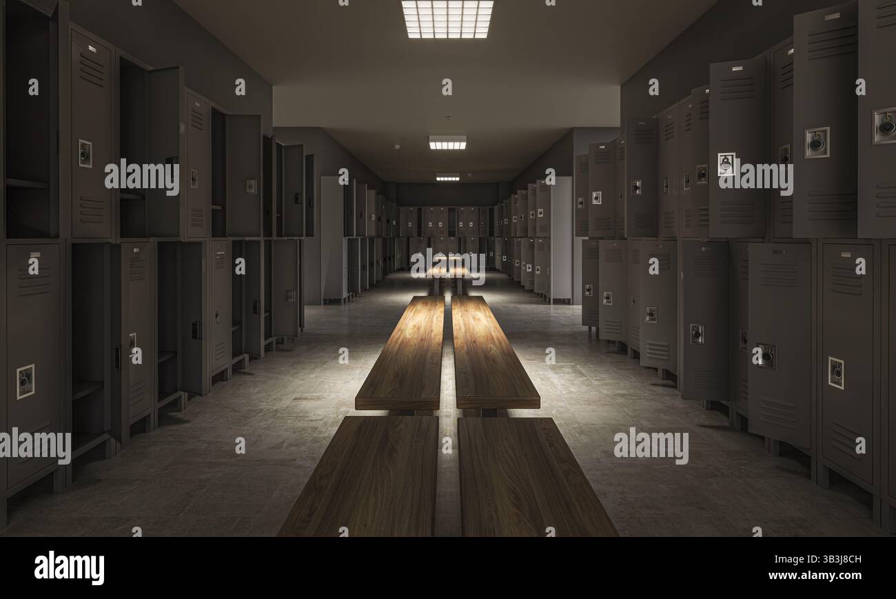 Row metal lockers benches hi-res stock photography and images - Alamy