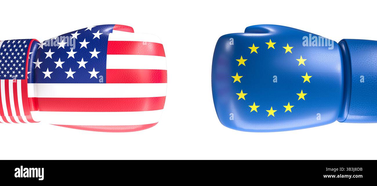Usa and european union boxing gloves 3d isolated on white Stock Photo ...