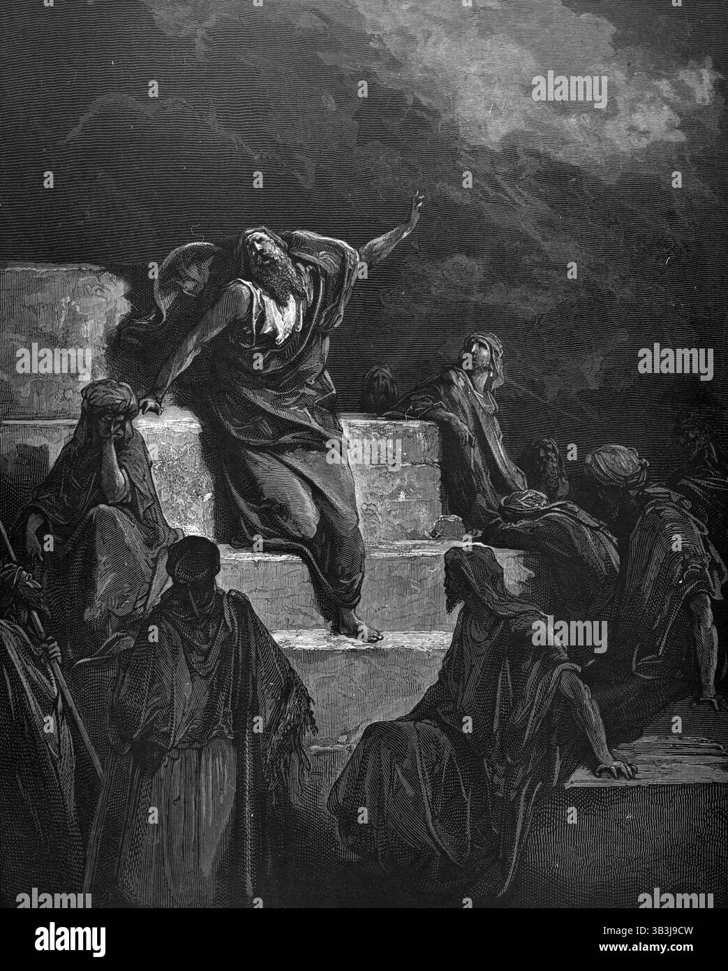 The Prophet Jeremiah, illustration by French artist Gustav Dore, 1800s ...