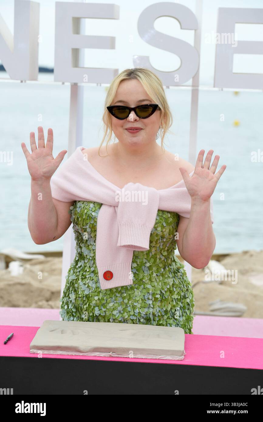 Nicola Coughlan puts her handprints in cement during the "Prix Konbini ...