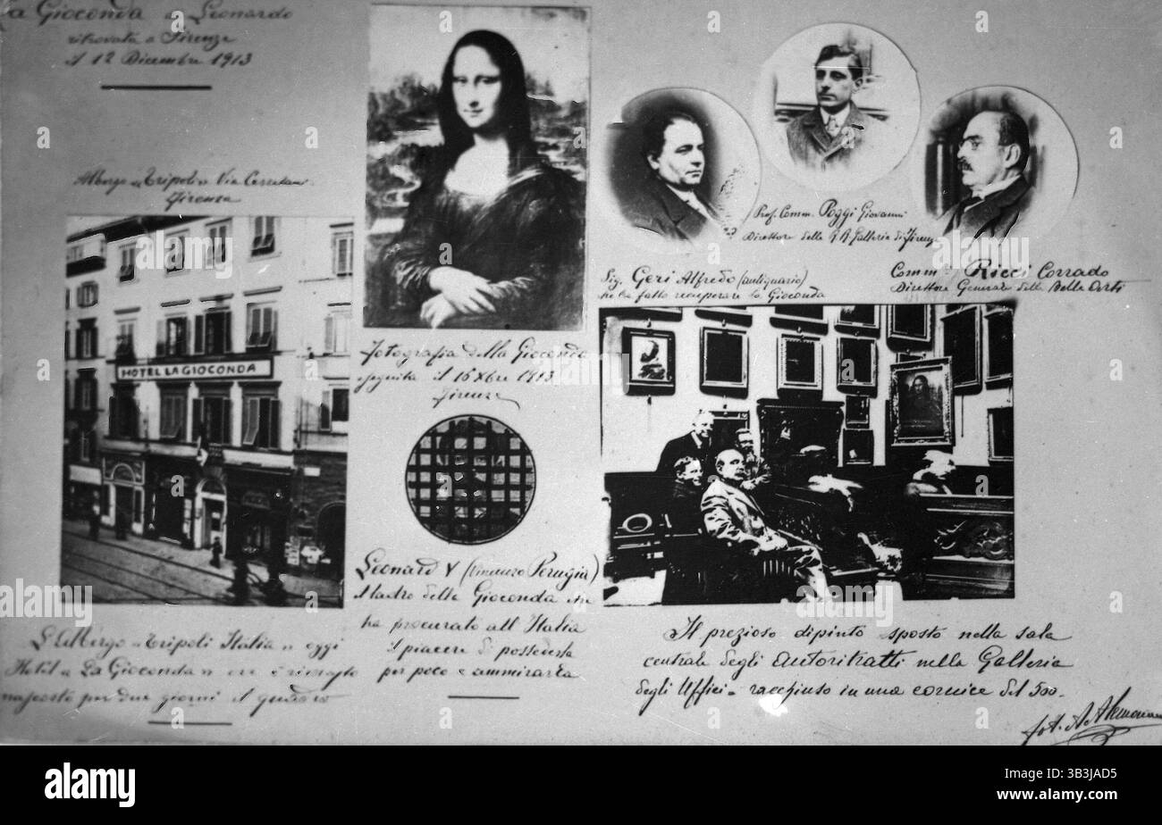 Composition of people and places on the stolen painting Mona Lisa ...