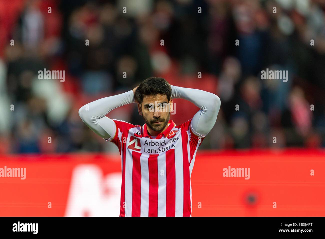 Aalborg, Denmark. 28th. April 2025. Andres Jasson of AaB seen after the ...
