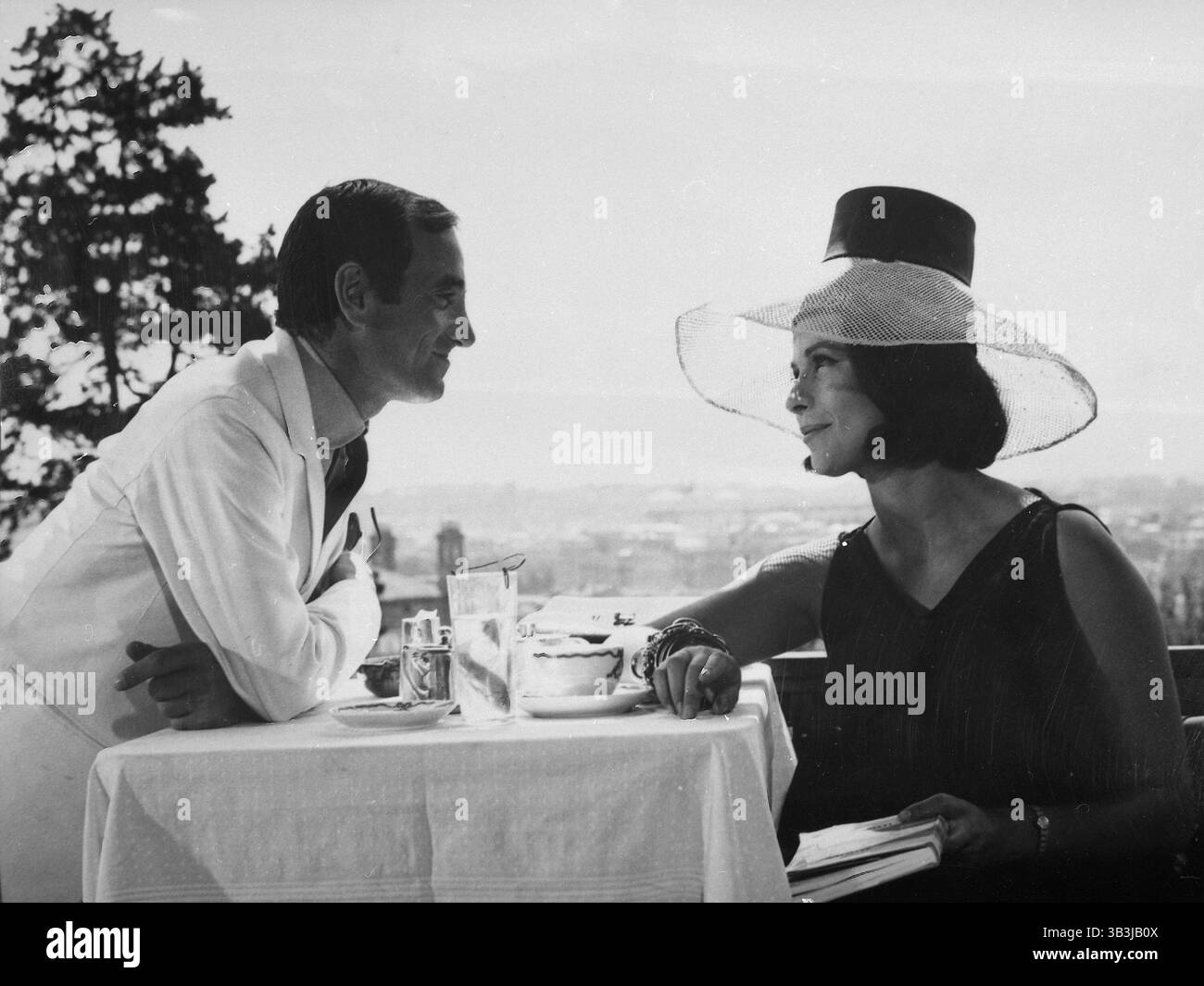 Actors French Charles Aznavour and Claire Bloom in the movie Alta ...