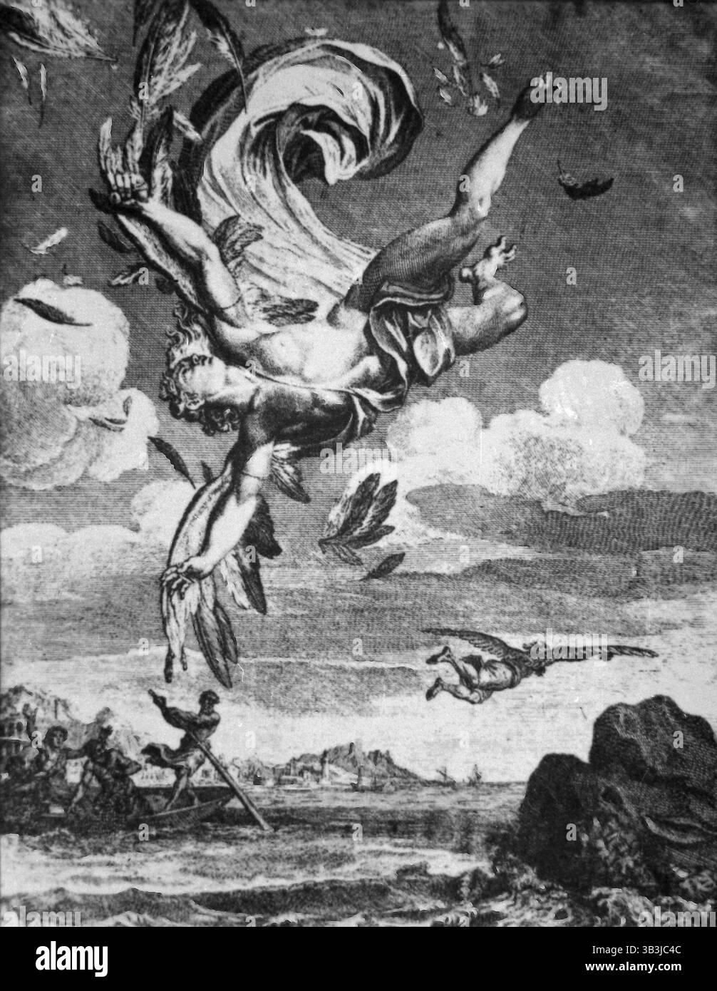 Fall of Icarus, illustration by French artist Bernard Picart, 1700s ...