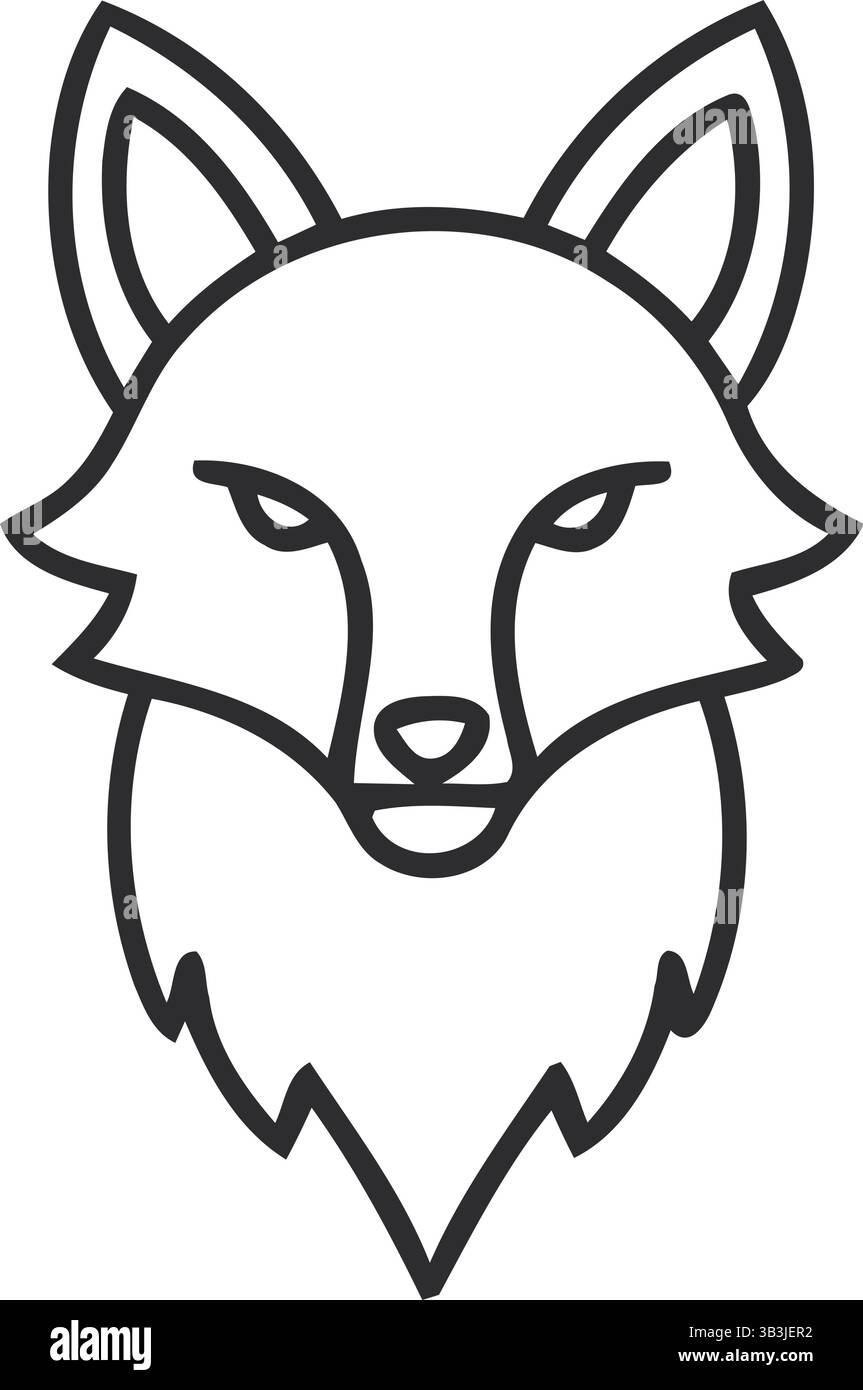 Minimalistic black white fox hi-res stock photography and images - Alamy