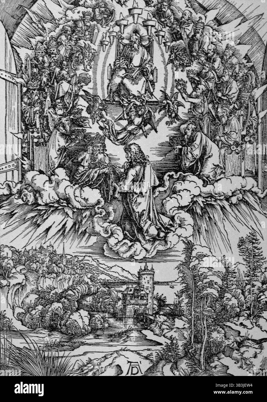 St John ascends to Heaven, illustration from St John Apocalypse Stock ...