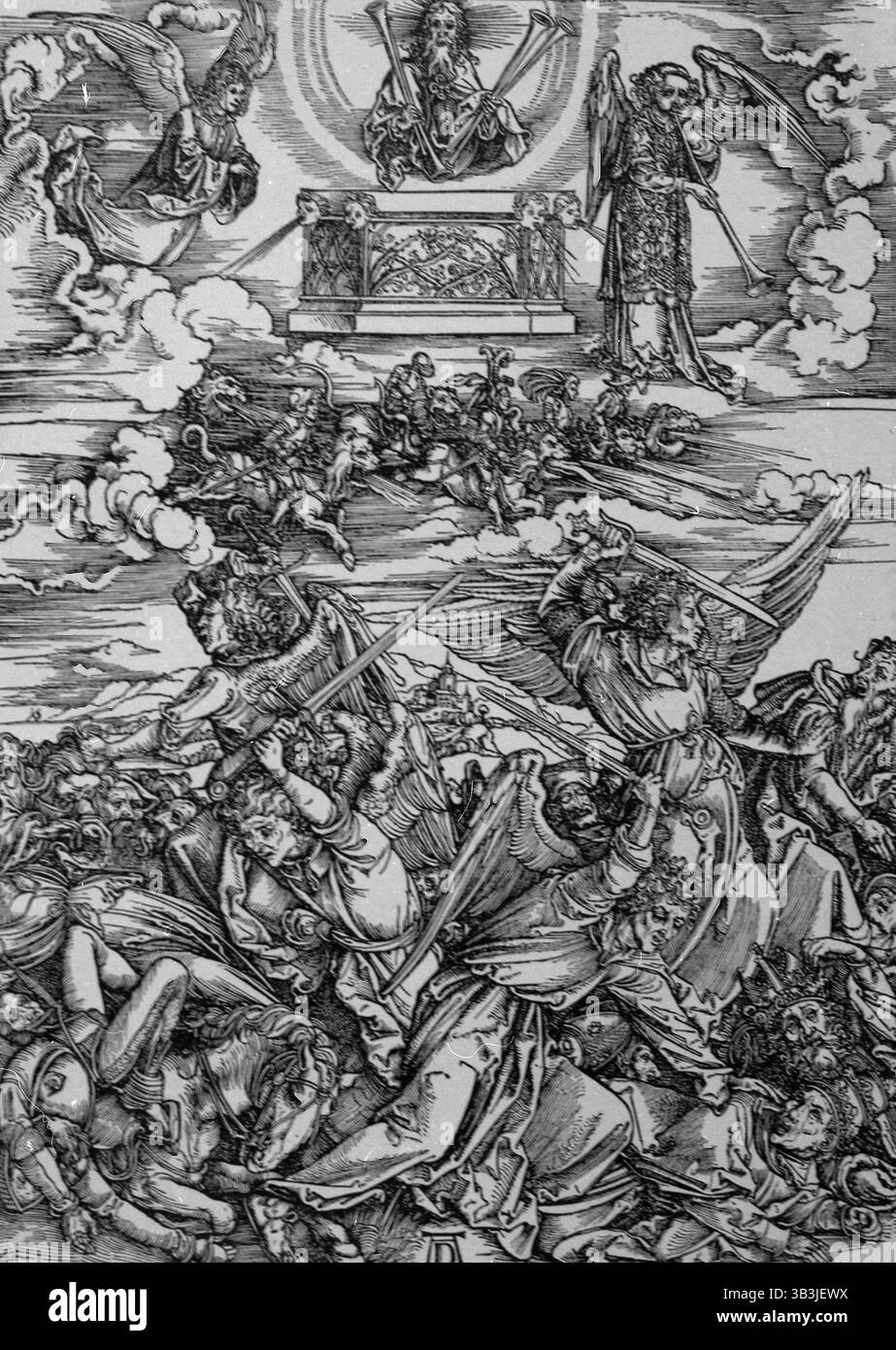 Fighting Angels, illustration from St John Apocalypse Stock Photo - Alamy