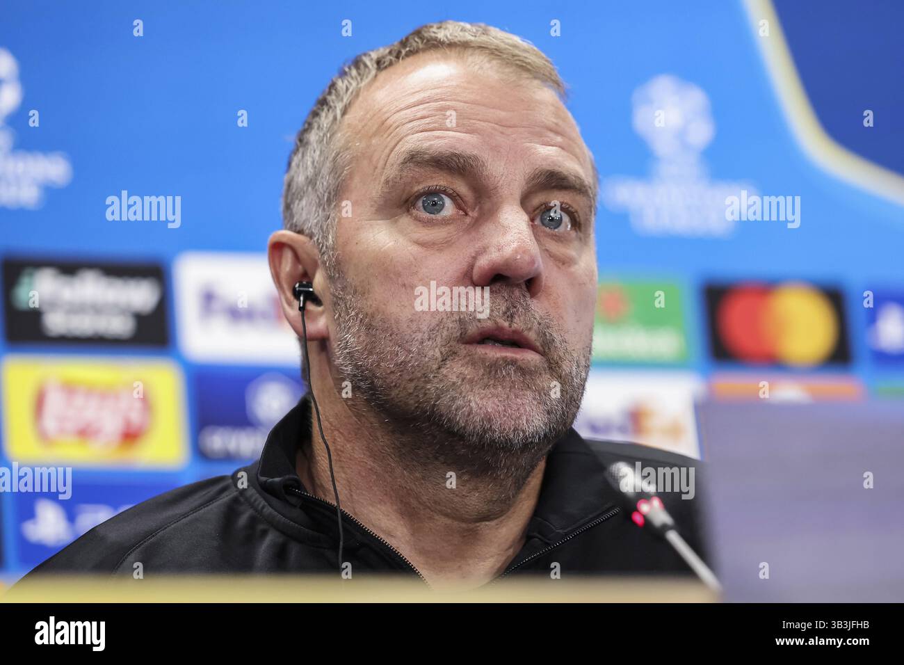 Hansi Flick, head coach of FC Barcelona during the press conference ahead of the UEFA Champions ...