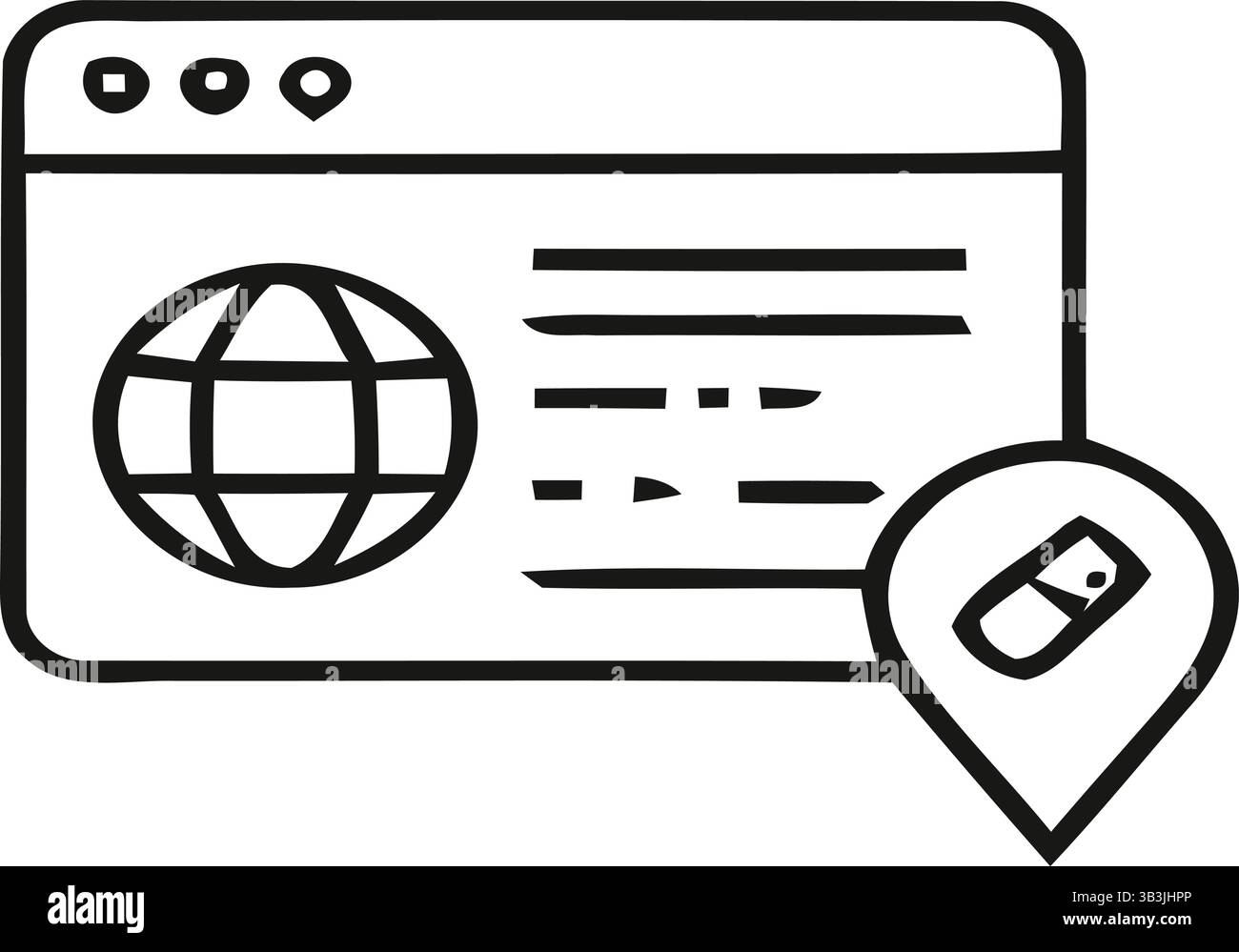 Web Browser with Location Pin and Globe for Navigation Themes Stock ...