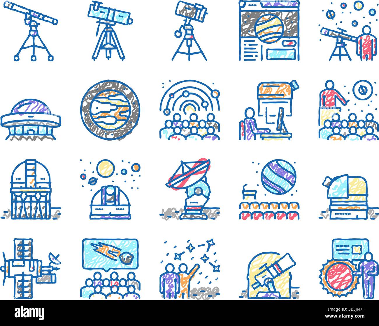 Planetarium Equipment set Icons hand drawn Stock Vector Image & Art - Alamy