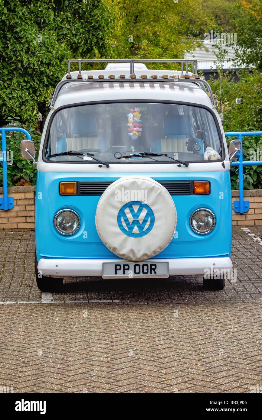A classic blue VW camper van parked in Folkestone, Kent Stock Photo - Alamy