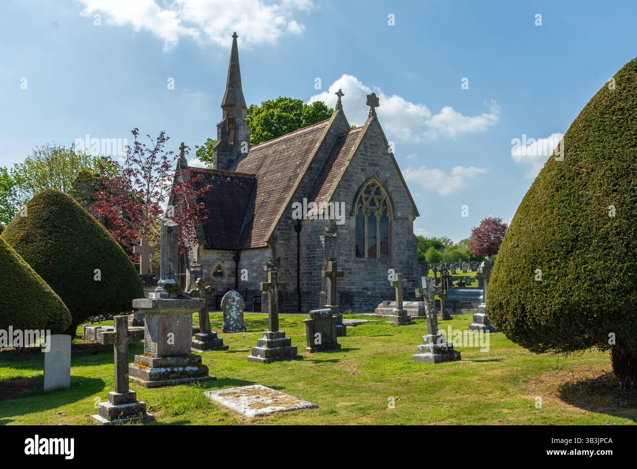 Wimborne Cemetery, Wimborne Minster, UK - April 27th 2025: Graves in ...