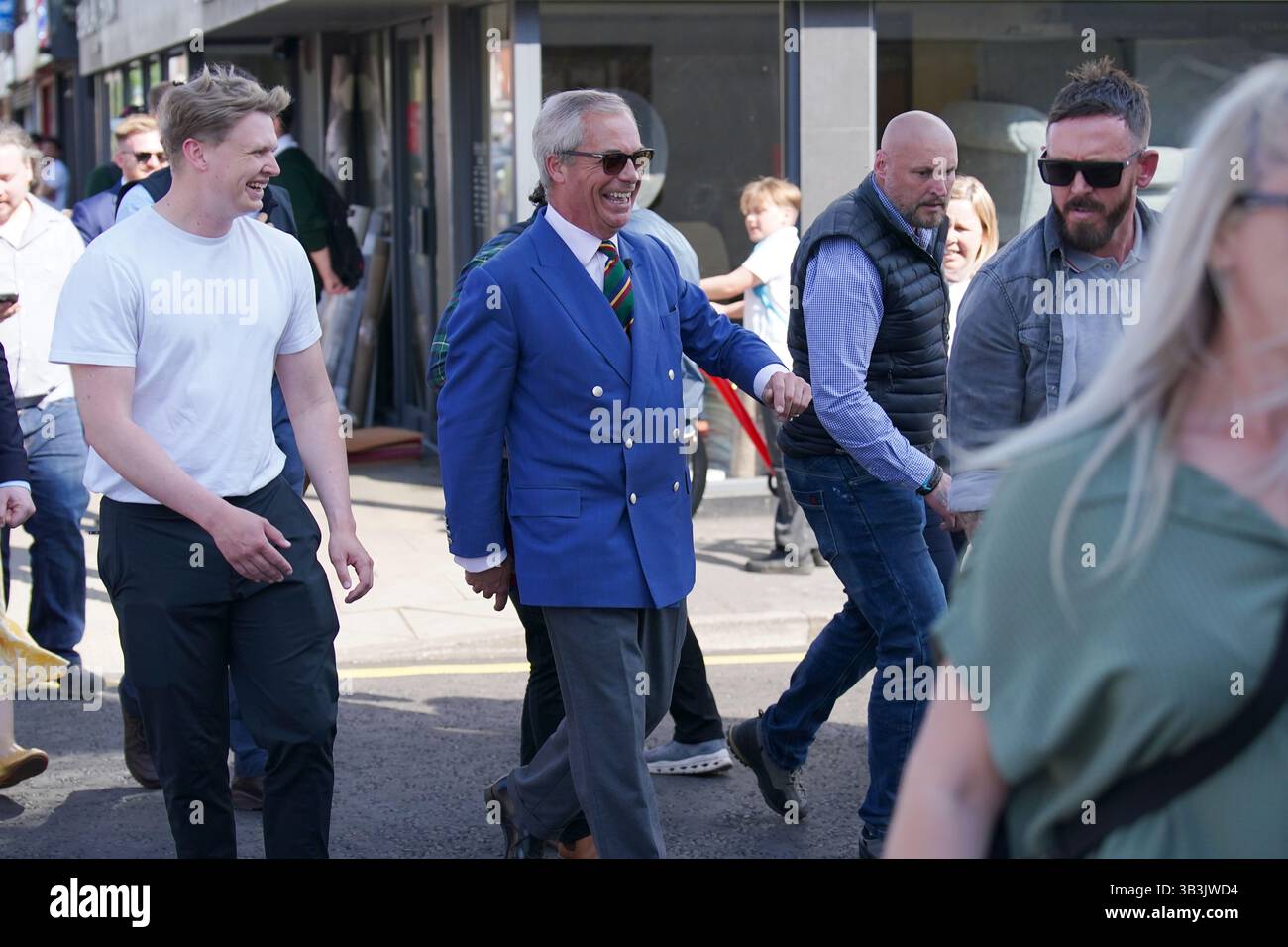 Reform UK party leader Nigel Farage campaigns in Scunthorpe ...