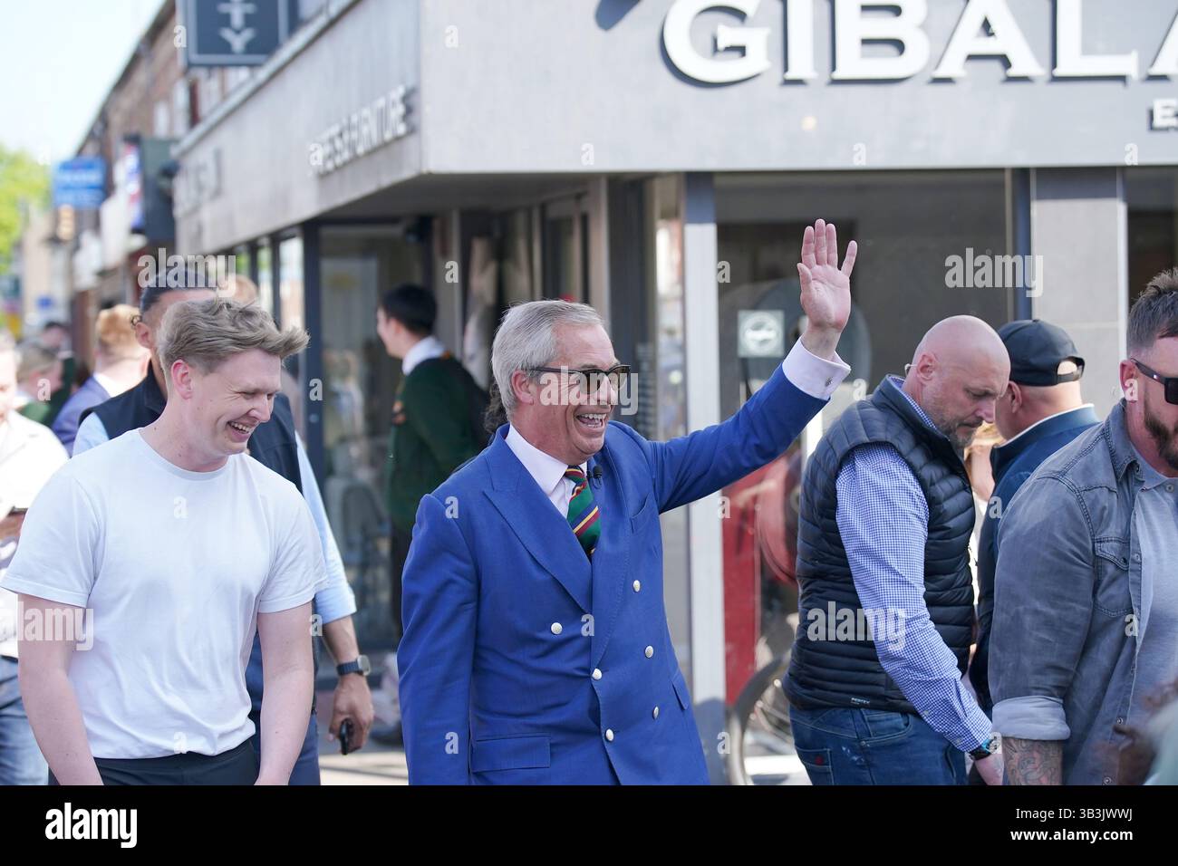 Reform UK party leader Nigel Farage campaigns in Scunthorpe ...