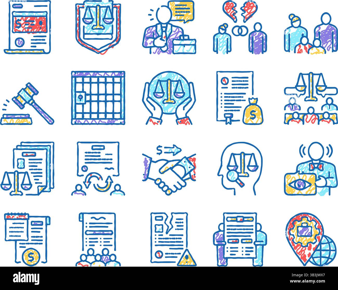 Law Justice Dictionary set Icons hand drawn Stock Vector Image & Art ...