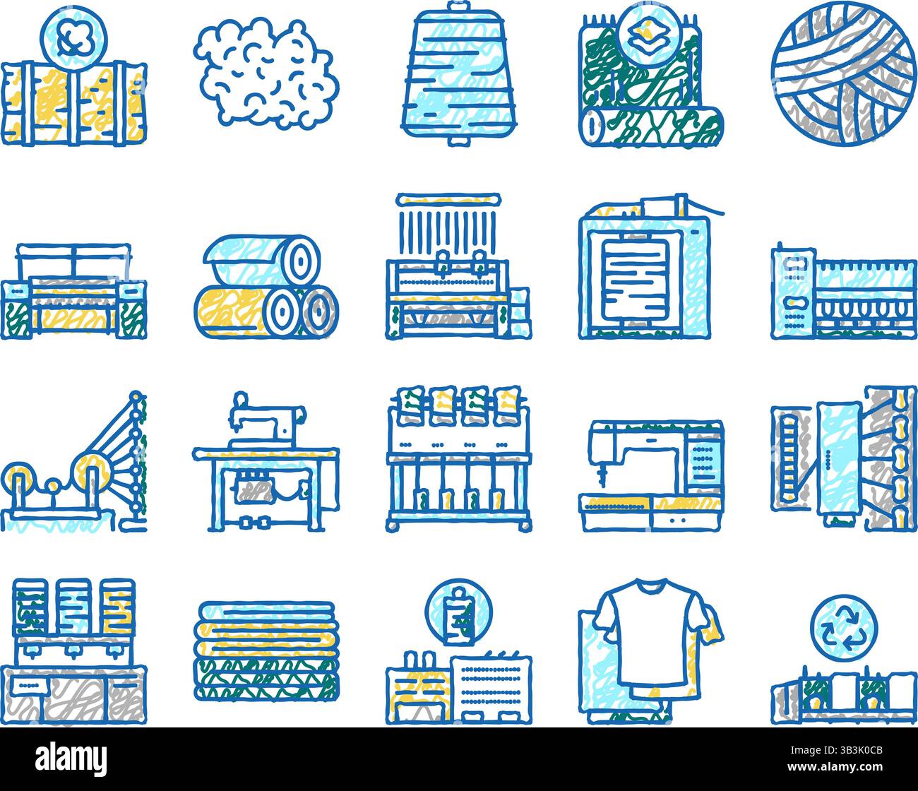 Textile Production set Icons hand drawn Stock Vector Image & Art - Alamy