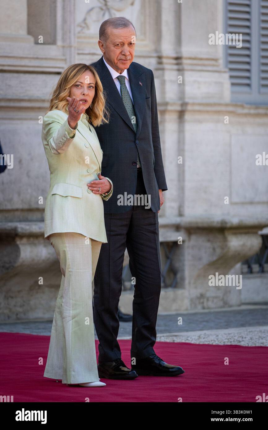 Rome, Italy. 29th Apr, 2025. Italian Prime Minister Giorgia Meloni and ...