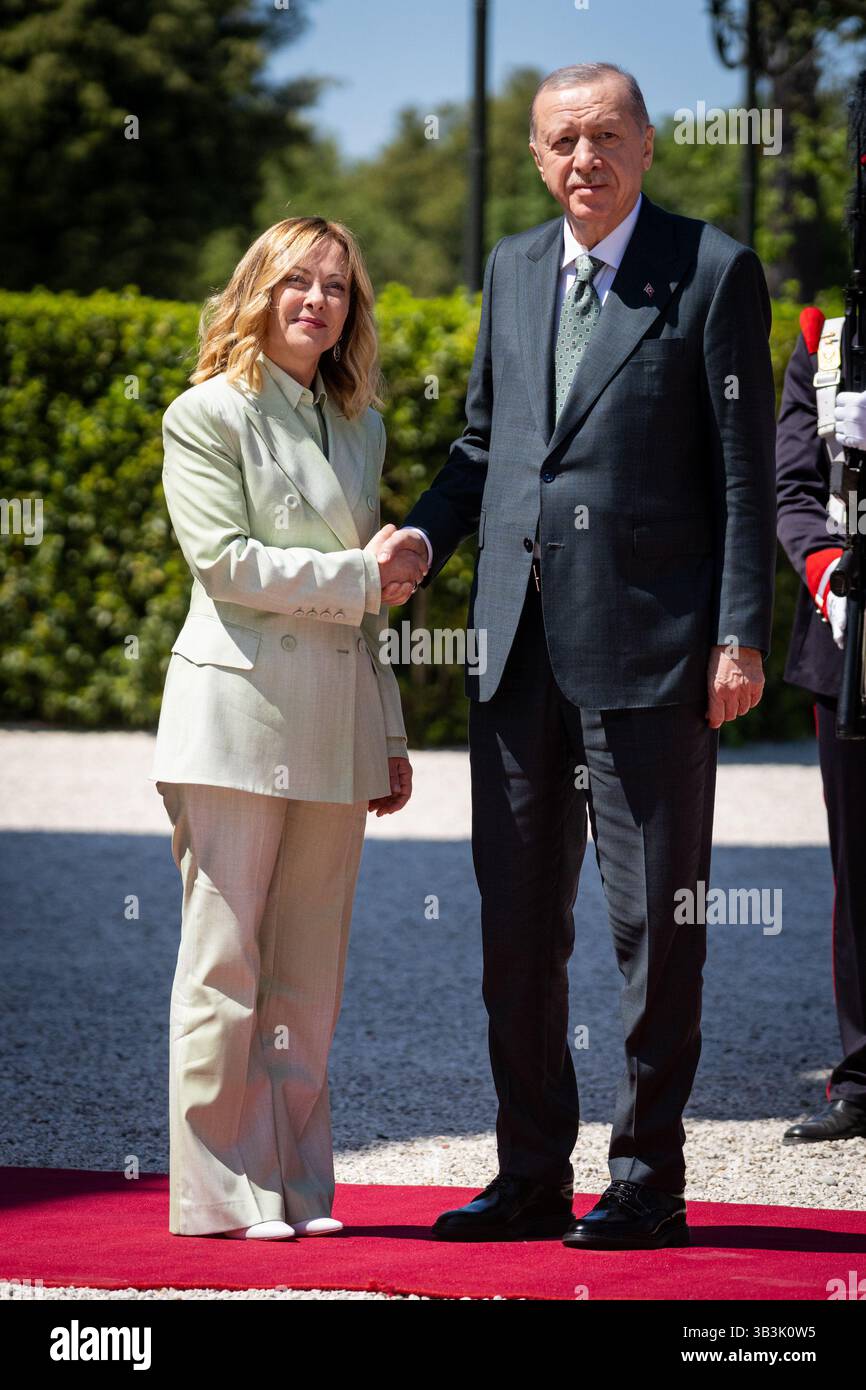 Rome, Italy. 29th Apr, 2025. Italian Prime Minister Giorgia Meloni and ...