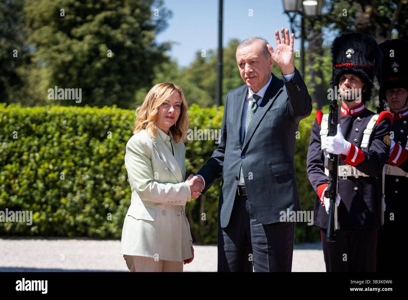 Rome, Italy. 29th Apr, 2025. Italian Prime Minister Giorgia Meloni and ...