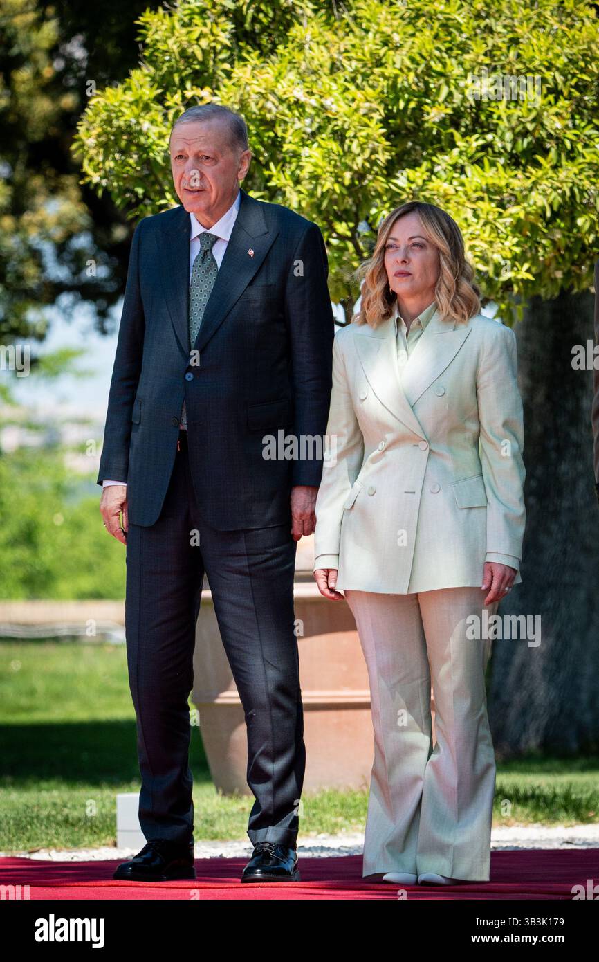 Rome, Italy. 29th Apr, 2025. Italian Prime Minister Giorgia Meloni and ...