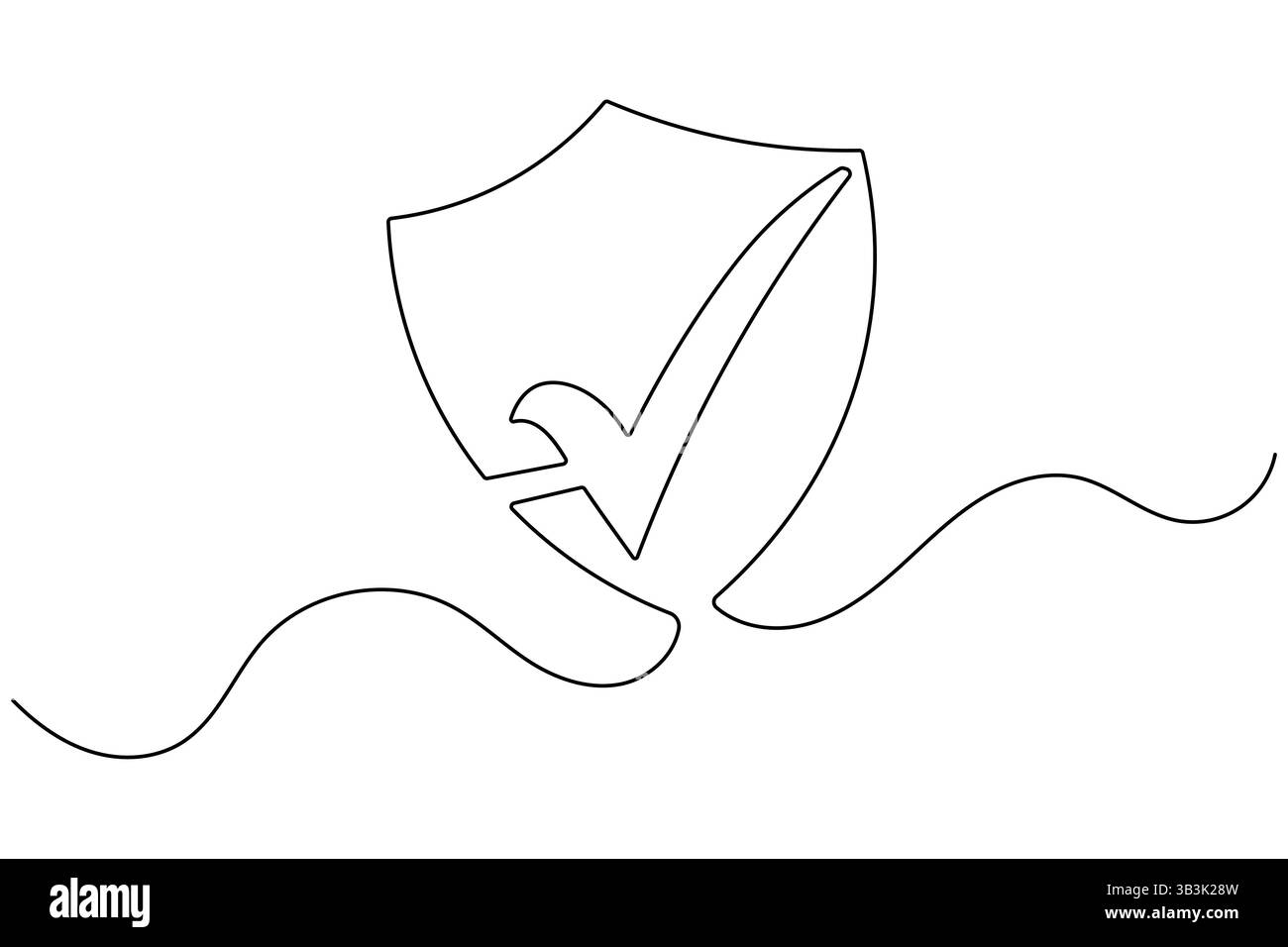 Check mark one line Drawing minimalist outline vector illustration ...