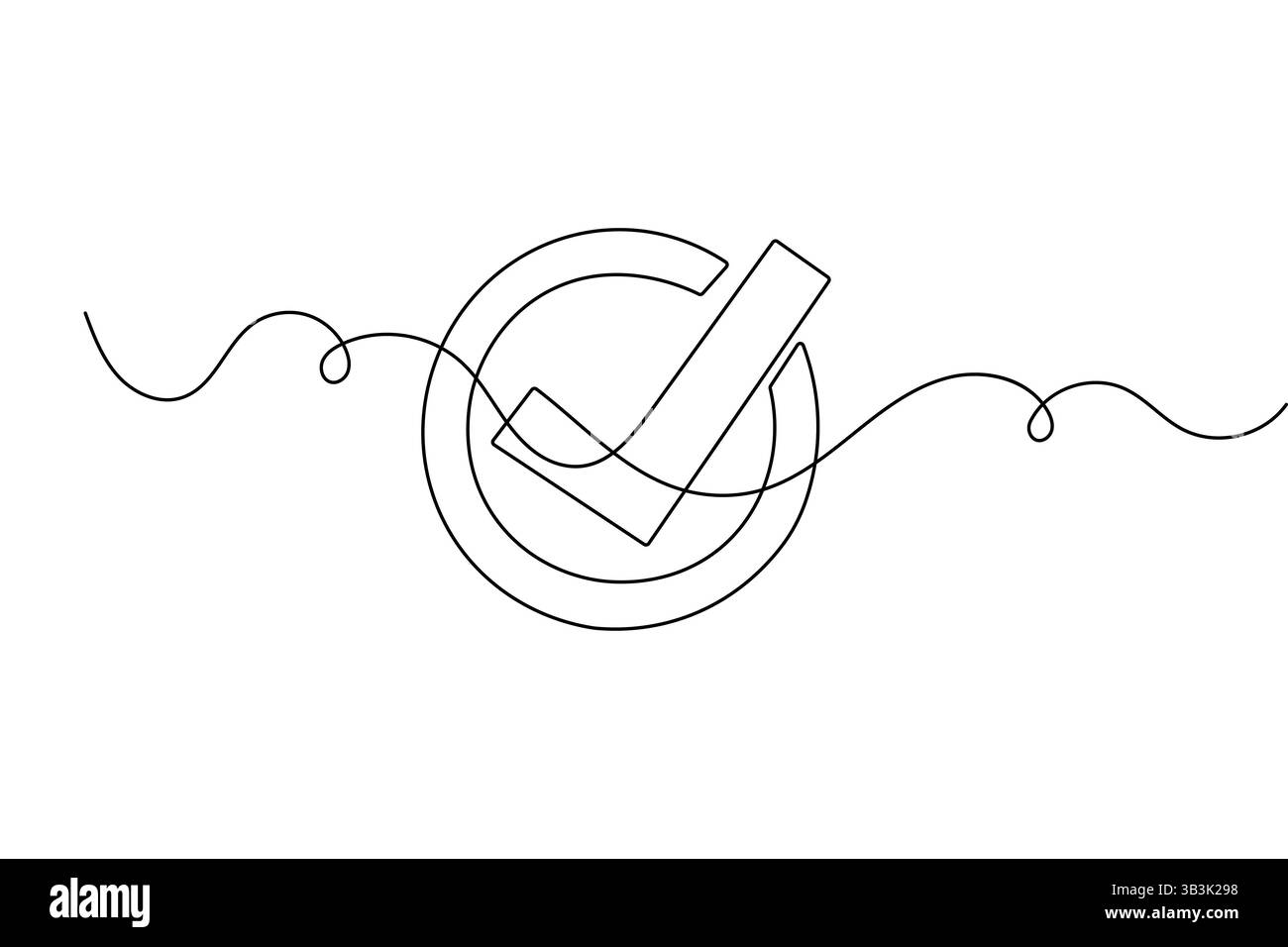 Check mark one line Drawing minimalist outline vector illustration ...