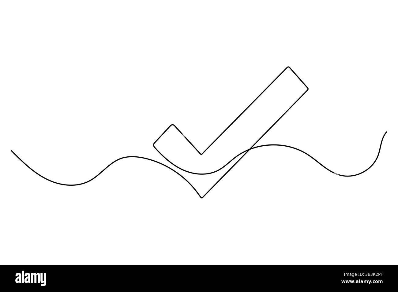 Check mark one line Drawing minimalist outline vector illustration ...