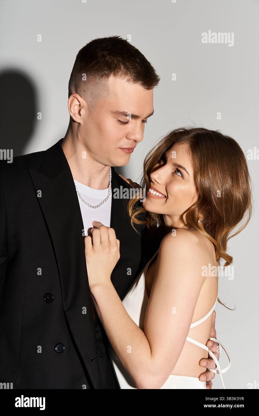 Beautiful bride and groom radiate joy and elegance in a heartfelt ...
