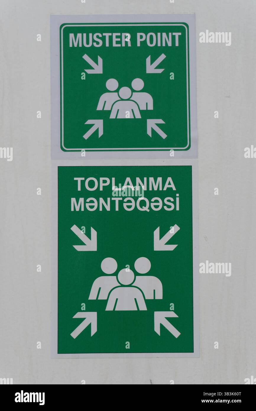 Gathering point sign for travelers and people who should begin their ...