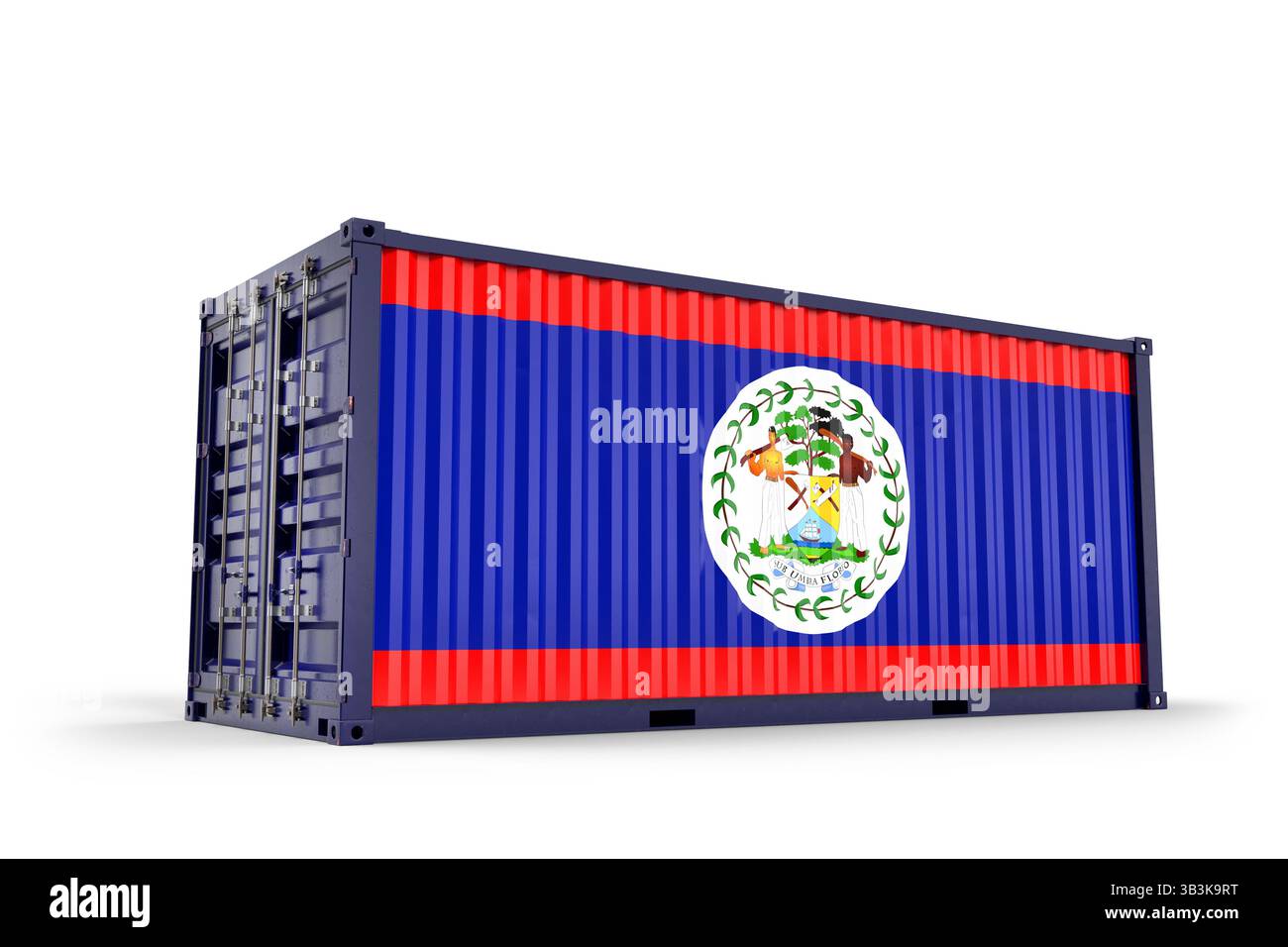 Shipping container displaying Belize flag representing global commerce ...