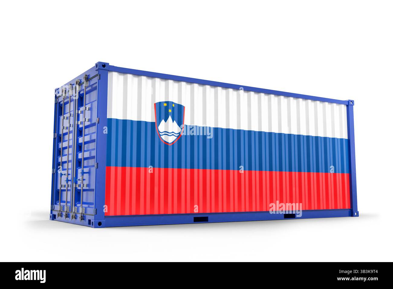 Large shipping container painted with the Slovenian flag, featuring ...